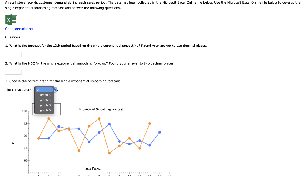 Solved single exponential smoothing forecast and answer the | Chegg.com