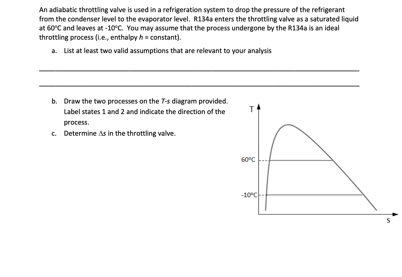 Solved An adiabatic throttling valve is used in a | Chegg.com