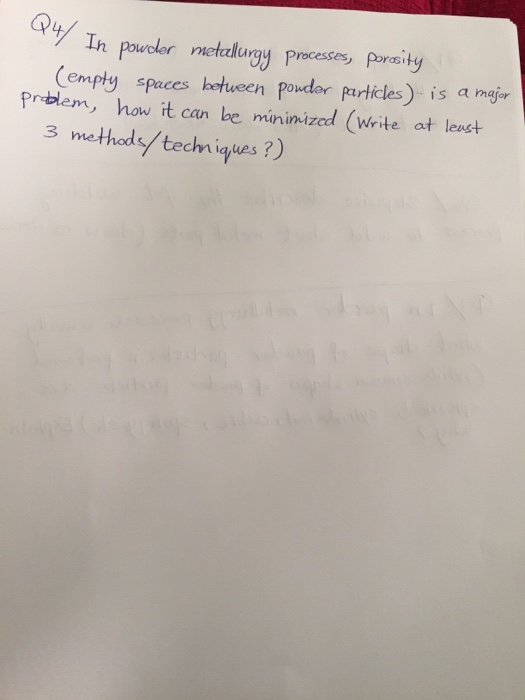 Solved In powder metallurgy Processes, Porosity (empty | Chegg.com