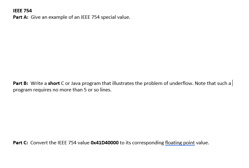 Solved IEEE 754 Part A: Give an example of an IEEE 754 | Chegg.com