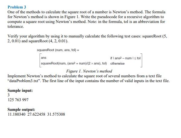 Solved Problem 3 One of the methods to calculate the square | Chegg.com