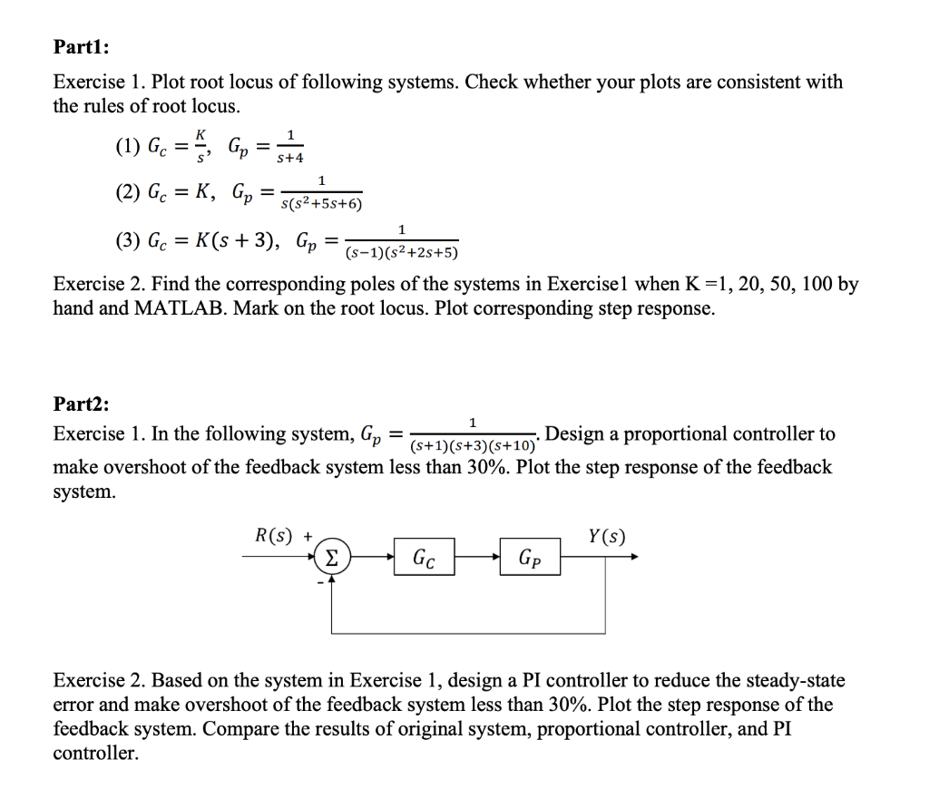 Solved Part1 1 S4 1 Exercise 1 Plot Root Locus Of 