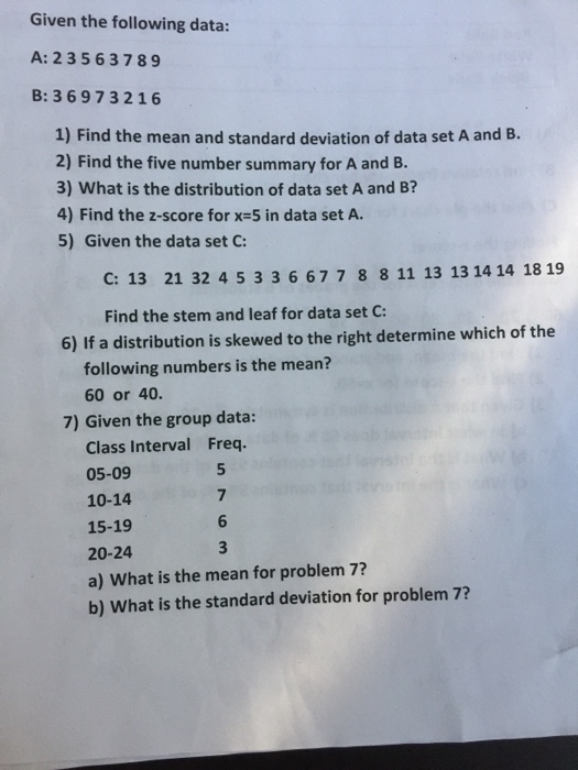 Solved Given the following data: A: 2 35 63789 B: 3 697 3216 | Chegg.com