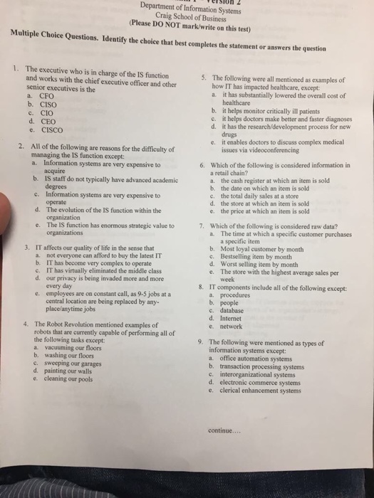 Solved Multiple Choice Questions. Identify the choice that | Chegg.com