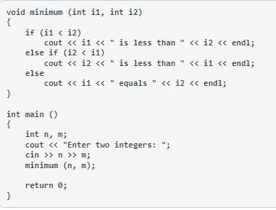 Solved void minimum (int ii, int i2) { if (i
