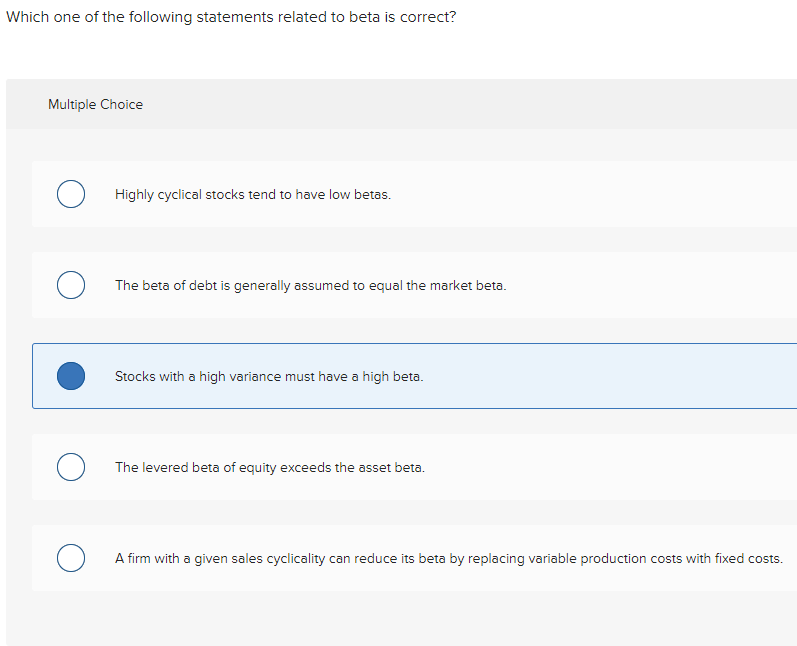 Solved Which one of the following statements related to beta | Chegg.com