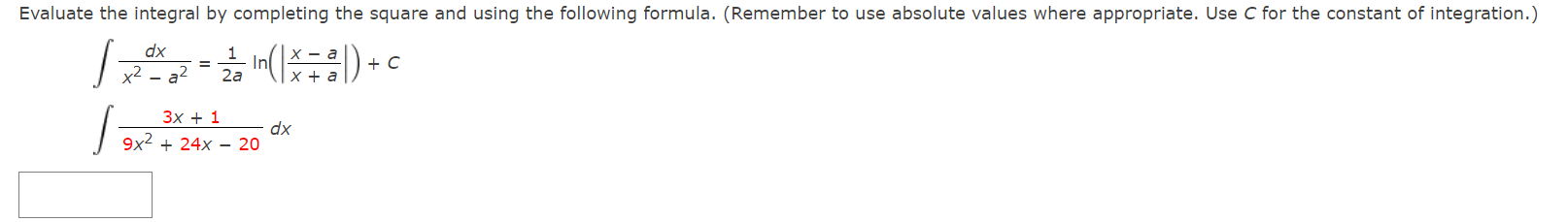 Solved Evaluate the integral by completing the square and | Chegg.com
