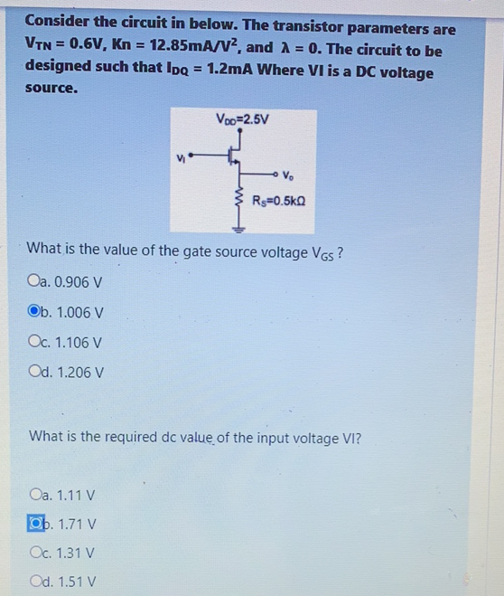 Solved Consider the circuit in below. The transistor | Chegg.com
