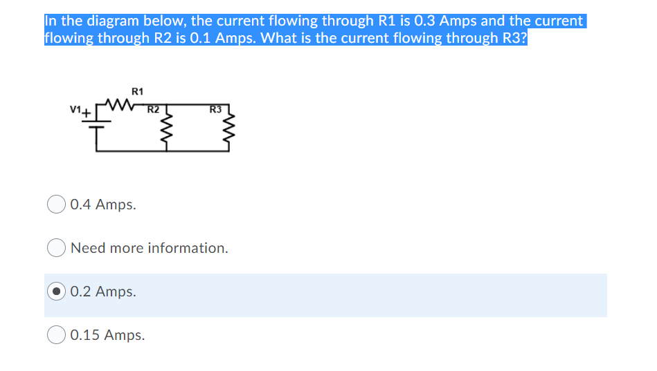 Solved In the diagram below, the current flowing through R1 | Chegg.com