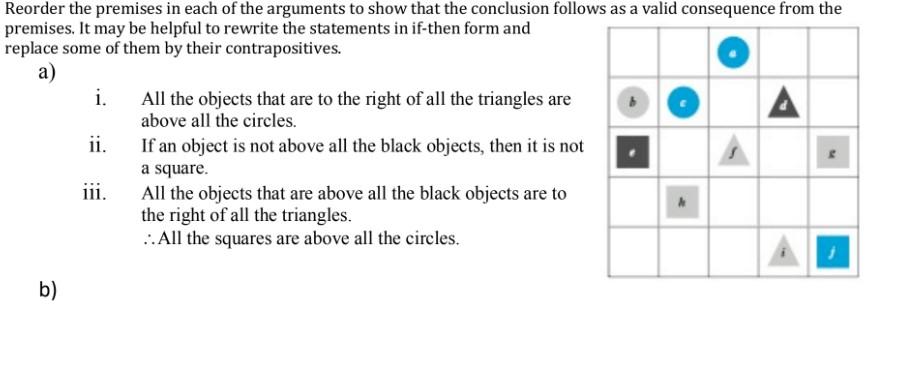 Reorder the premises in each of the arguments to show | Chegg.com