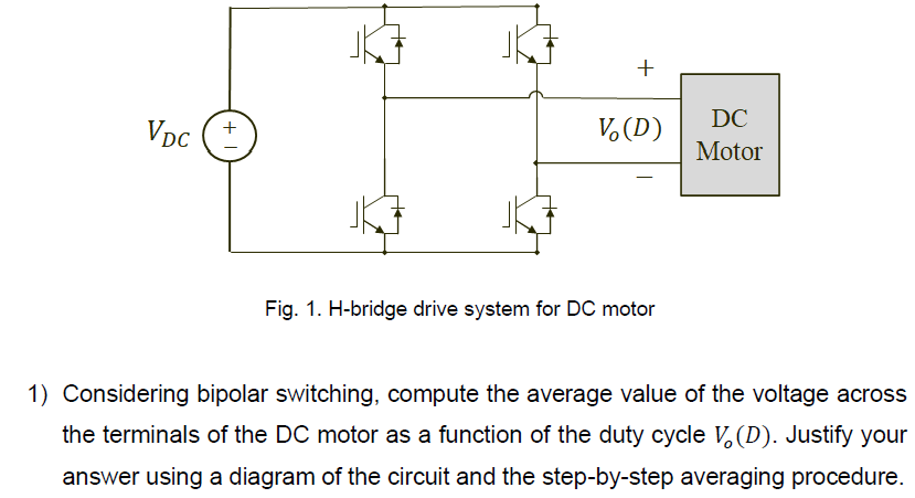 Solved Fig. 1. H-bridge drive system for DC motor 1) | Chegg.com