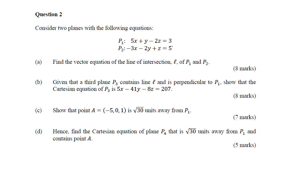 Solved Consider two planes with the following equations: | Chegg.com