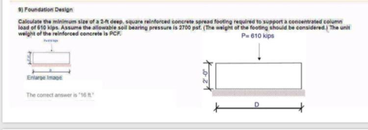 Solved Calculate the minimum size of a 2-ft deep, square | Chegg.com