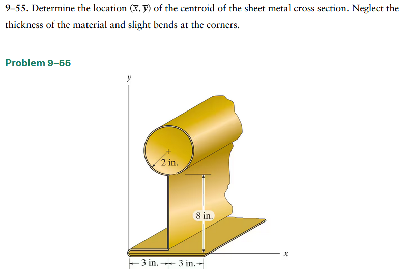 Solved 9-55. ﻿Determine the location (x‾,bar (y)) ﻿of the | Chegg.com