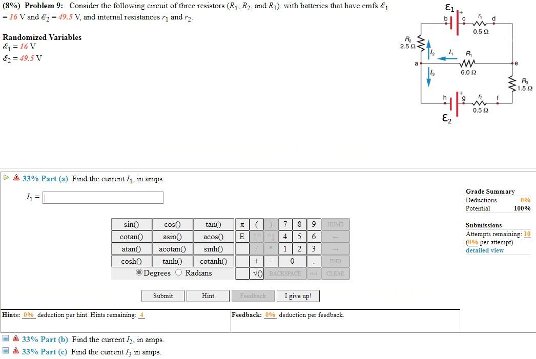 Solved E1 (8%) Problem 9: Consider the following circuit of | Chegg.com