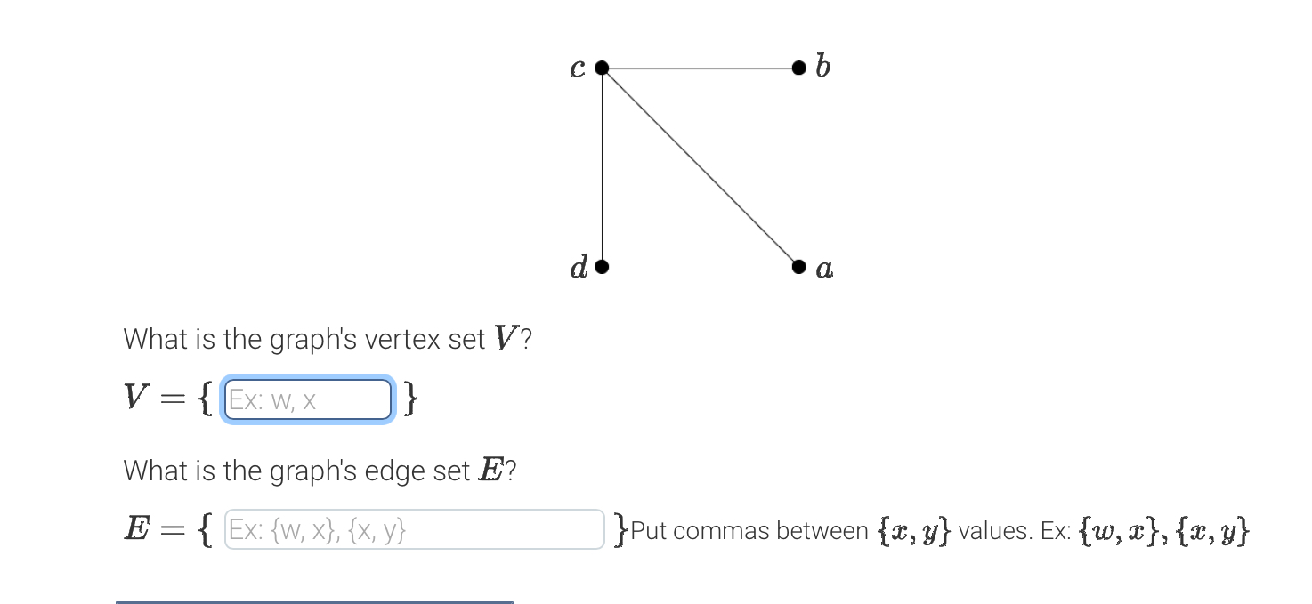 Solved What is the graph's vertex set V ? V={} What is the | Chegg.com