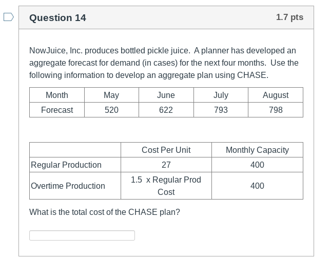 Solved NowJuice, Inc. produces bottled pickle juice. A | Chegg.com