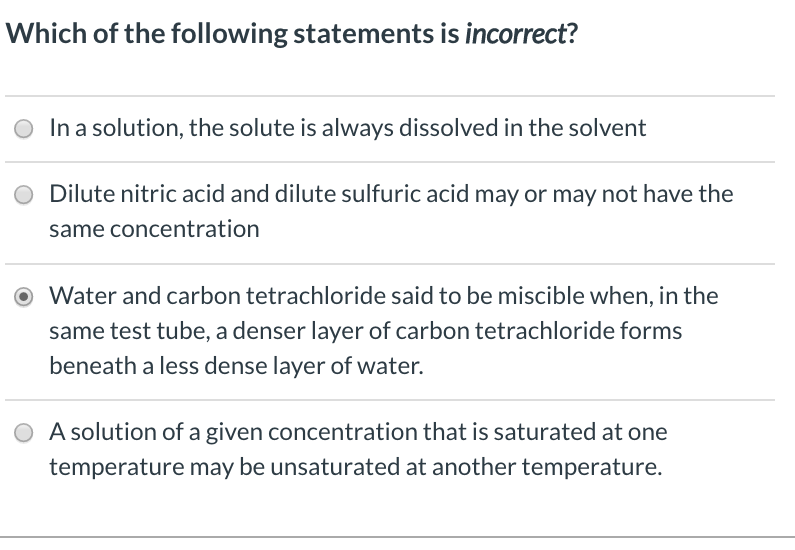 Solved Which of the following statements is incorrect? In a | Chegg.com