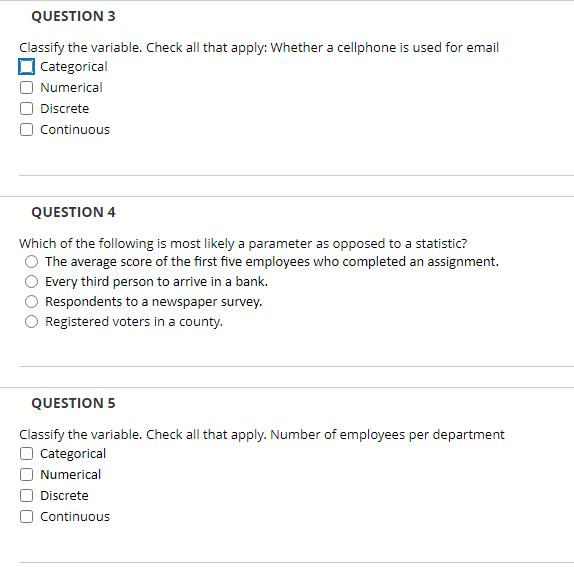 Solved Classify the variable. Check all that apply: Whether | Chegg.com