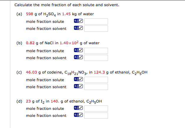 Solved Calculate the mole fraction of each solute and | Chegg.com