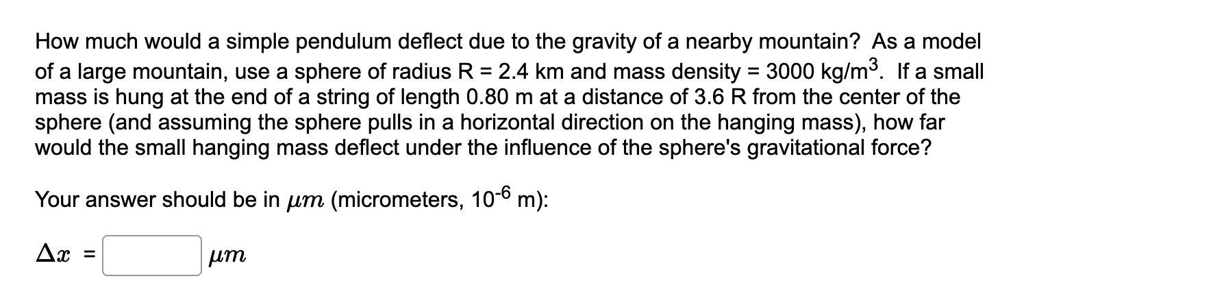 Solved How much would a simple pendulum deflect due to the | Chegg.com