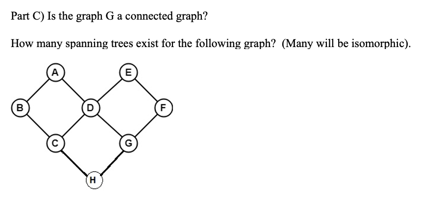 Solved Part A:) Find a breadth first spanning tree for the | Chegg.com