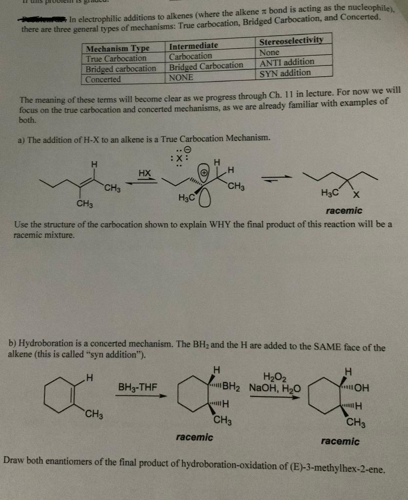Solved s proosa In electrophilic additions to alkenes (where | Chegg.com