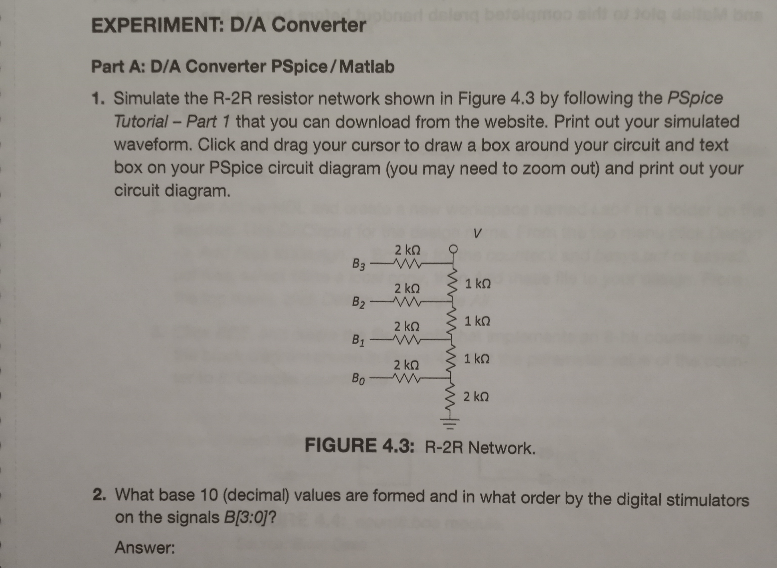Solved 1. Simulate the R-2R resistor network shown in Figure | Chegg.com