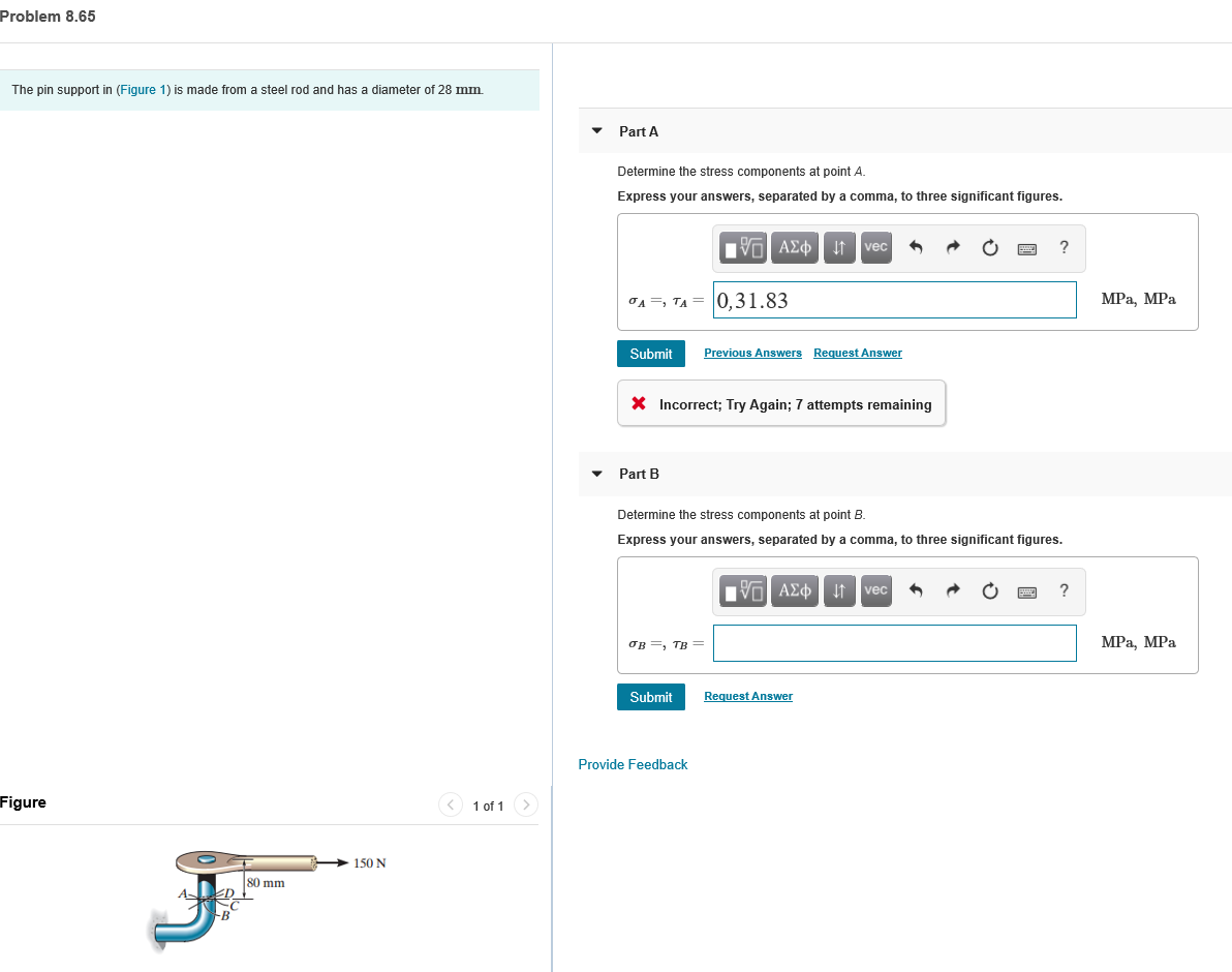 Solved Problem 8.65 The pin support in (Figure 1) is made | Chegg.com