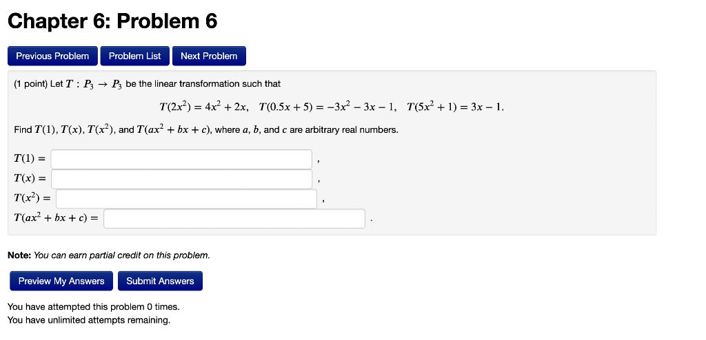 Solved (1 point) Let T:P3→P3 be the linear transformation | Chegg.com