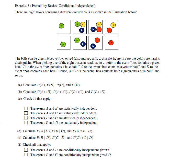 Solved Exercise 3 : Probability Basics (Conditional | Chegg.com