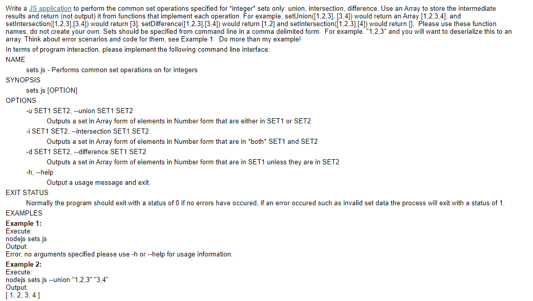 Solved Write a JS application to perform the common set | Chegg.com