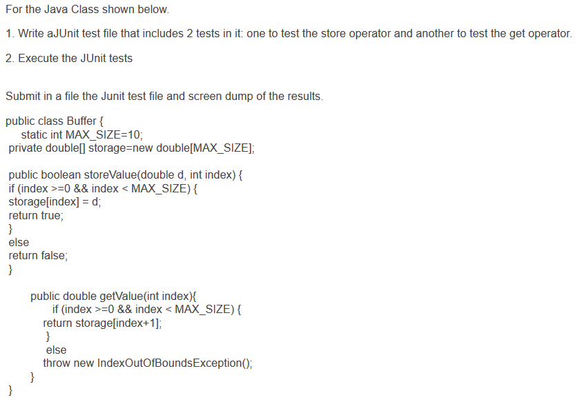 For the Java Class shown below. 1. Write a JUnit test | Chegg.com