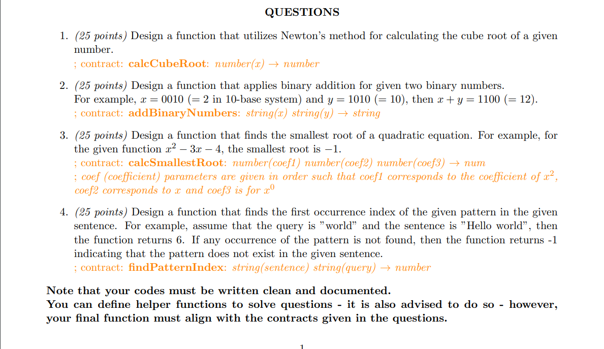Solved 1. (25 points) Design a function that utilizes | Chegg.com