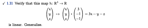 Solved 1.31 Verify that this map h:R3→R | Chegg.com