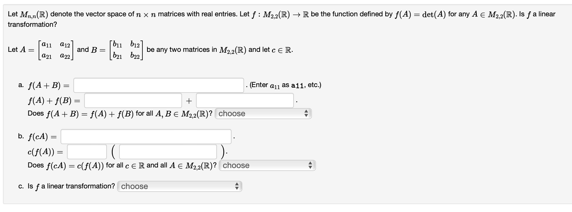 Solved Let Mn,n(R) denote the vector space of n×n matrices | Chegg.com