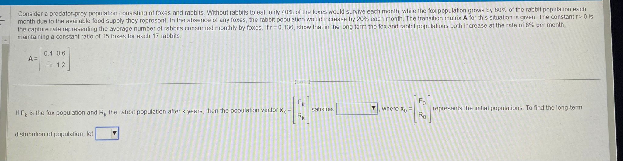 Solved maintaining a constant ratio of 15 foxes for each 17 | Chegg.com
