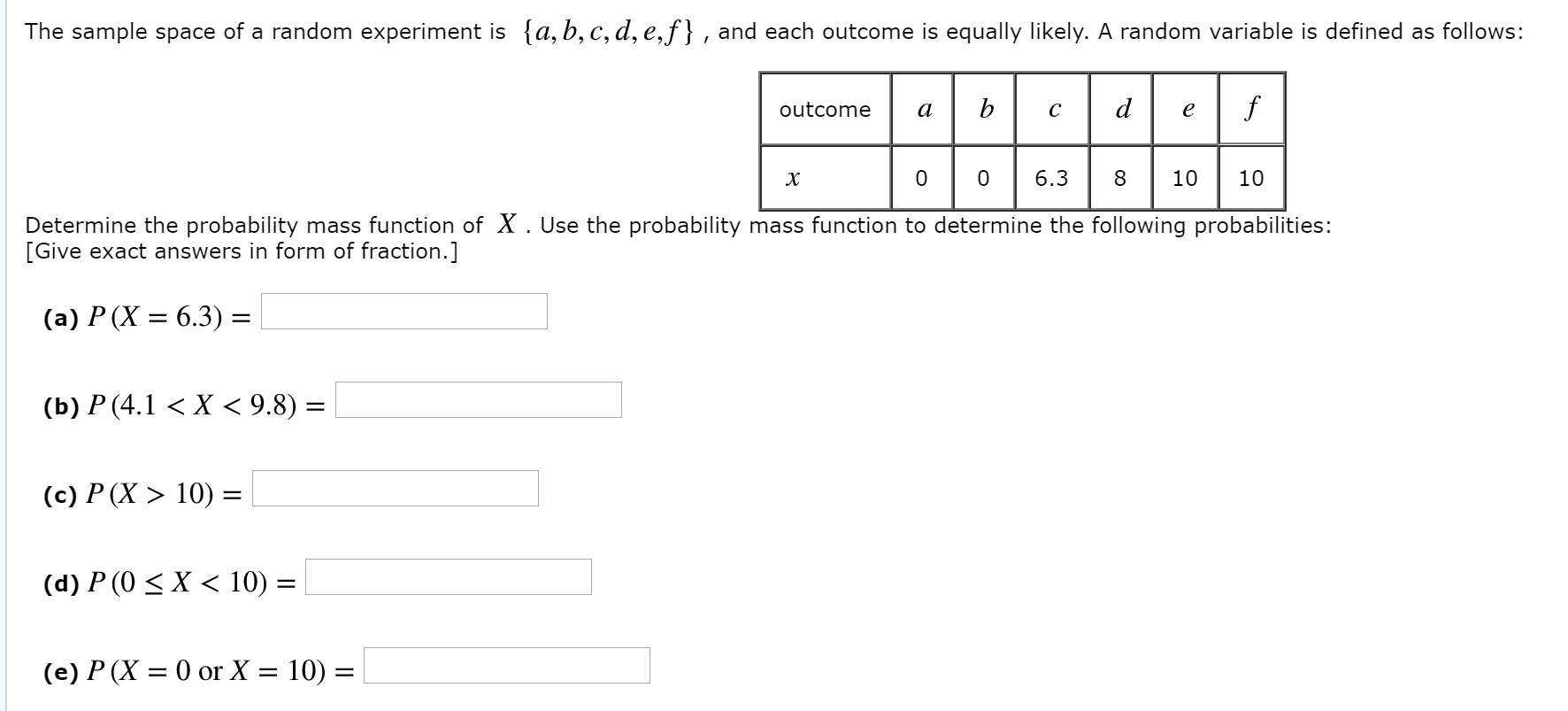 Solved The sample space of a random experiment is | Chegg.com