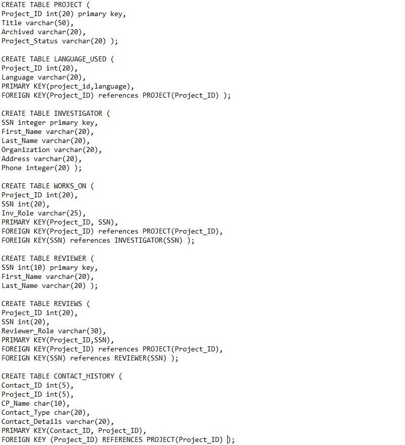 Solved Section 1 Using SQL, create tables according to the | Chegg.com
