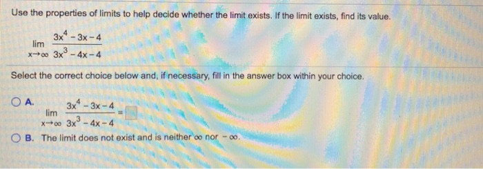 Solved 3.1.53 Use the properties of limits to help decide | Chegg.com