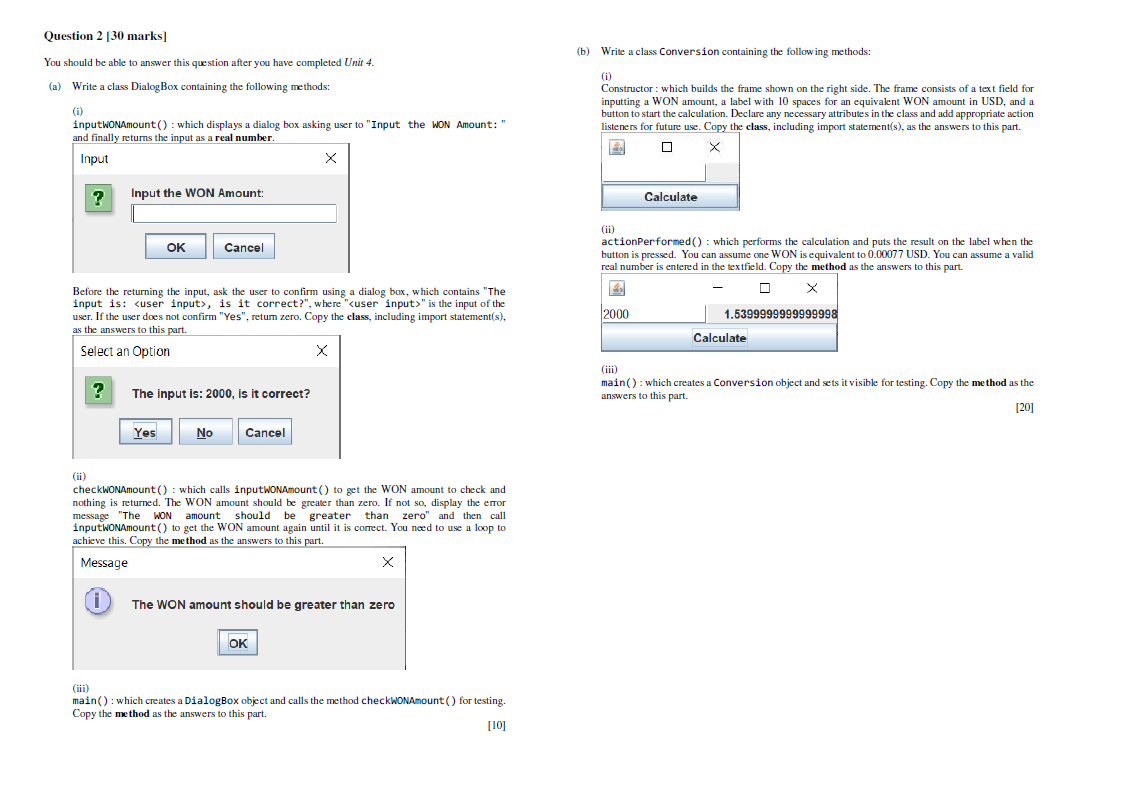 Question 2 [30 marks] (b) Write a class Conversion | Chegg.com