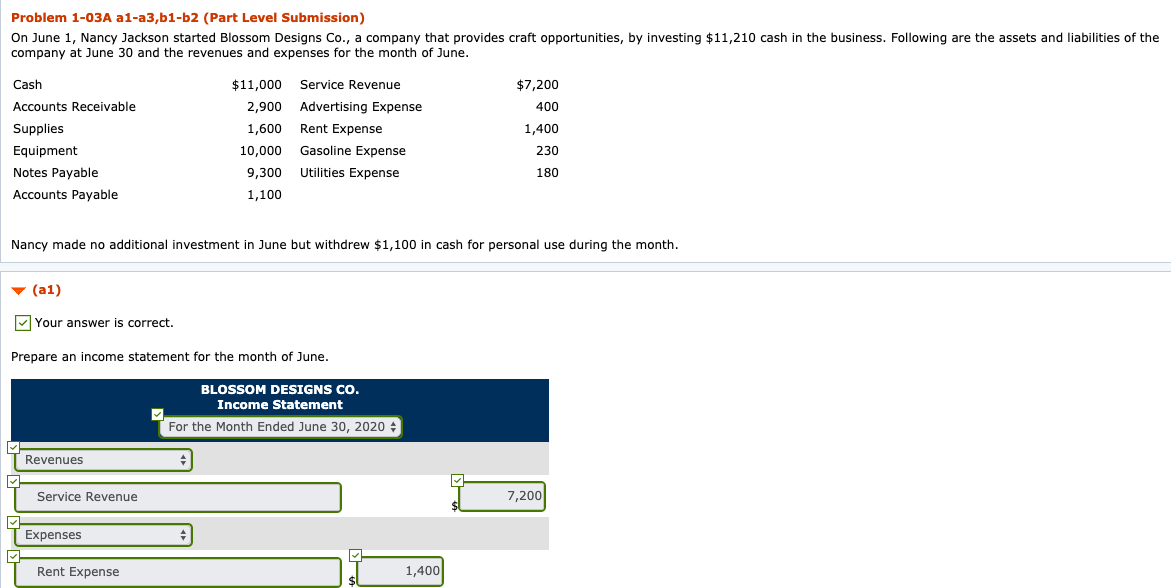 Solved Problem 1-03A al-a3,b1-b2 (Part Level Submission) On | Chegg.com
