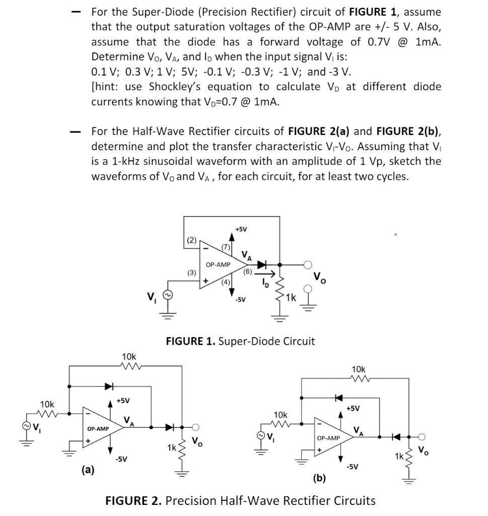 Solved For the Super-Diode (Precision Rectifier) circuit of | Chegg.com