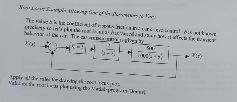 Solved Root Locus Example Allowing One of the Parameters to | Chegg.com
