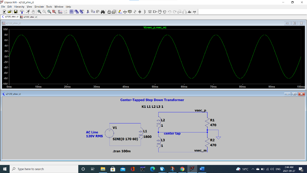 Solved 4 Full Wave Rectifier First, we simulate a | Chegg.com
