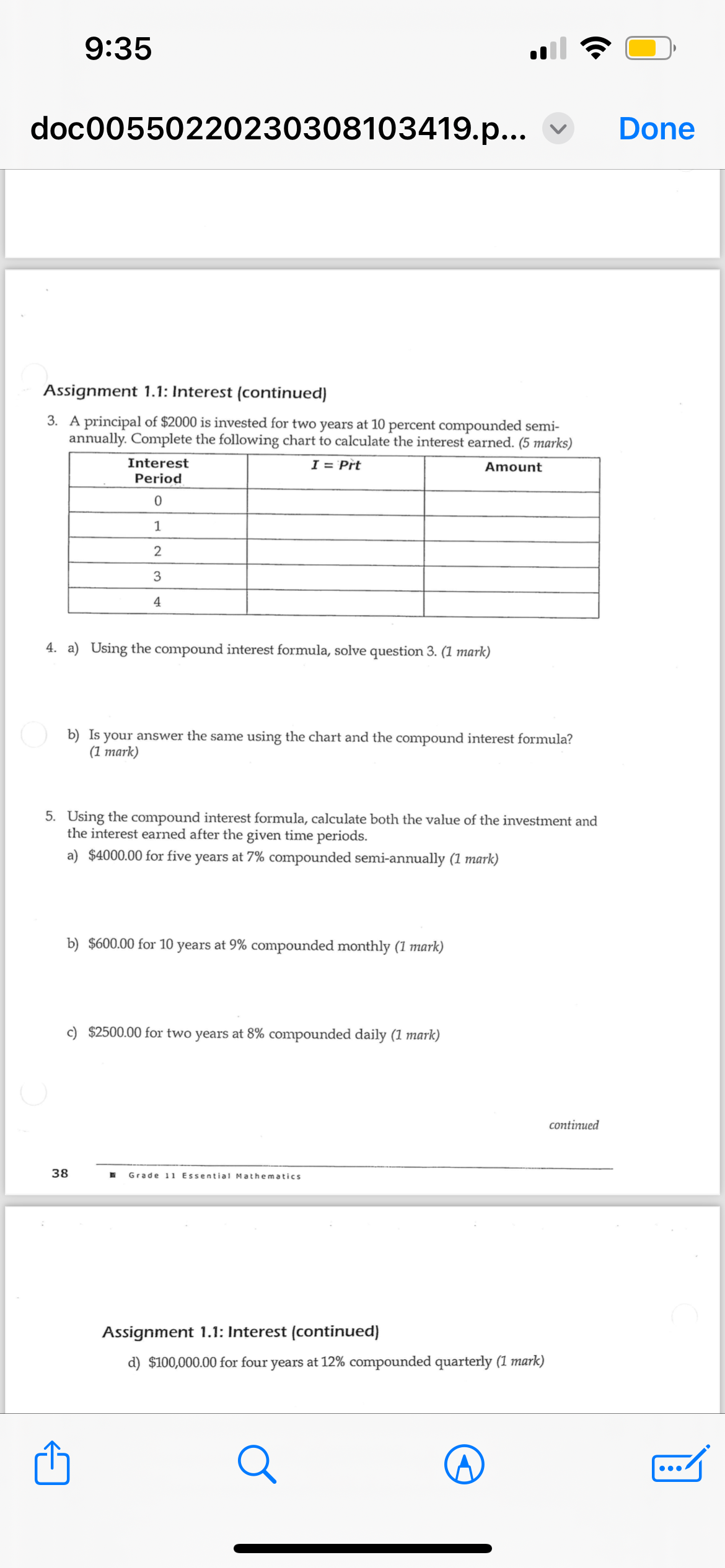 Solved Assignment 1.1: Interest (continued)A principal of | Chegg.com