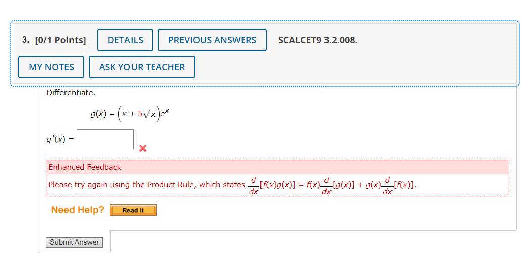 Solved 3. [0/1 Points] DETAILS PREVIOUS ANSWERS SCALCET9 | Chegg.com