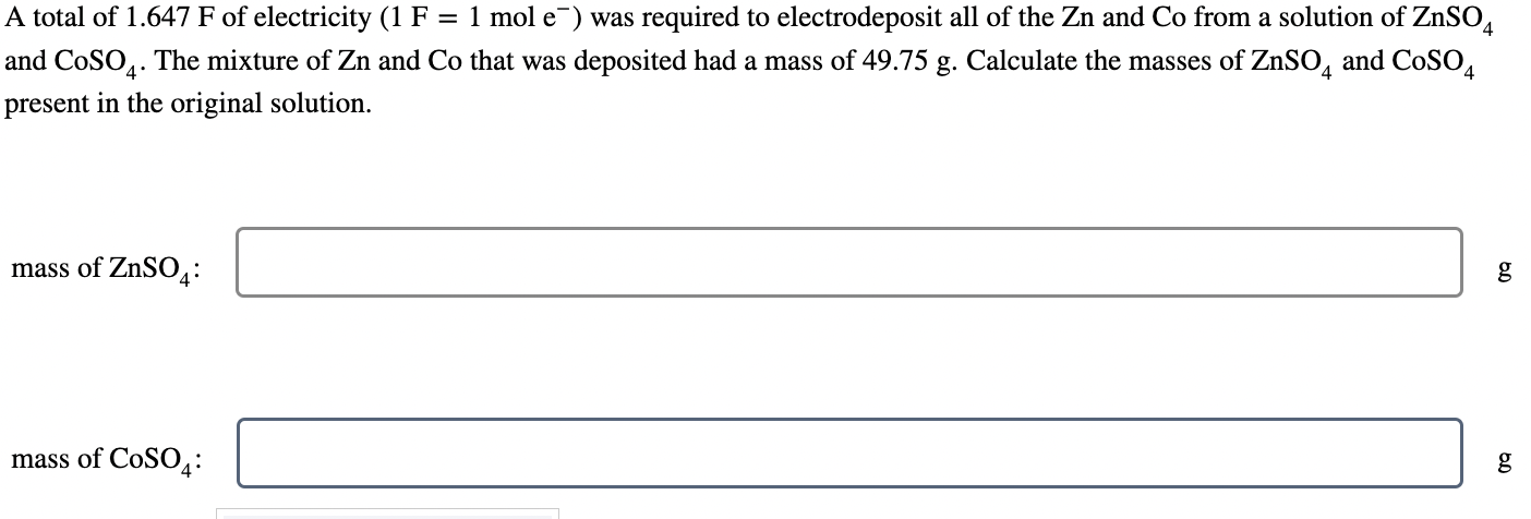 Solved A total of \\( 1.647 \\mathrm{~F} \\) of electricity | Chegg.com