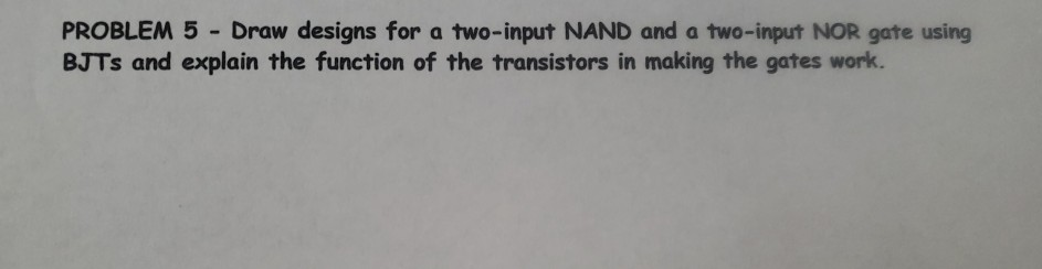 Solved PROBLEM 5 - Draw designs for a two-input NAND and a | Chegg.com