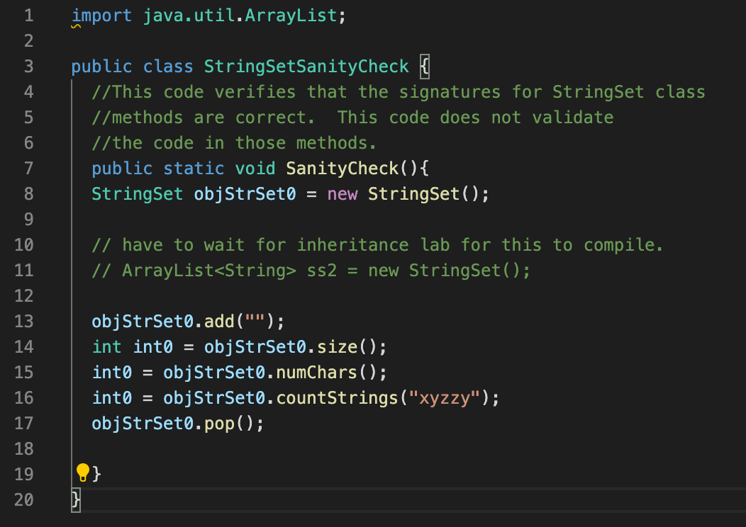 Solved StringSet Attached Files: StringSet Sanity Checker | Chegg.com
